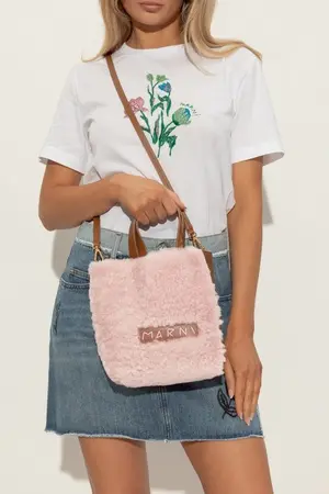Marni Shearling Tote Bag - Pink