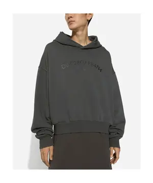 Dolce & Gabbana Cropped Logo Hoodie - Black