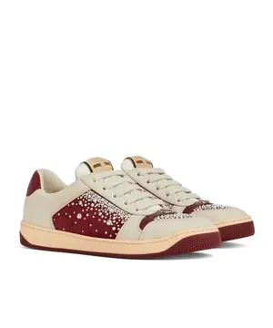 Gucci Embellished Screener Sneakers - Ivory