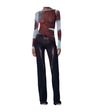 JEAN PAUL GAULTIER Printed Long Sleeve Top - Black
