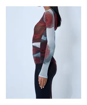 JEAN PAUL GAULTIER Printed Long Sleeve Top - Black