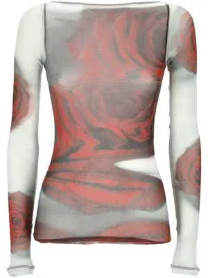 JEAN PAUL GAULTIER Printed Long Sleeve Top - Gray