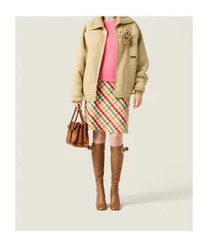 Miu Miu Oversized Bomber Knitted Jacket - Brown