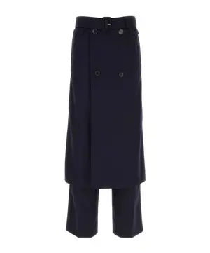 Dries Van Noten Navy Blue Stitched Casual Pants