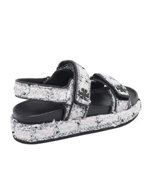 Tory Burch Logo Detailed Open Toe Sandals - Black