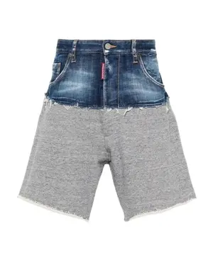 Dsquared2 Distressed Denim And Sweatshort Combo Shorts