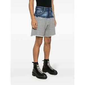 Dsquared2 Distressed Denim And Sweatshort Combo Shorts