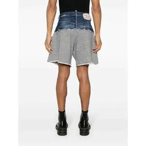 Dsquared2 Distressed Denim And Sweatshort Combo Shorts