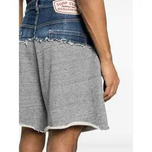 Dsquared2 Distressed Denim And Sweatshort Combo Shorts