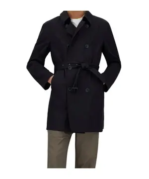 Herno Double-breasted Belted Trench Coat - Black
