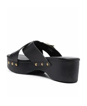 ANCIENT GREEK SANDALS Leather Logo Buckle Platform Sandals