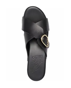 ANCIENT GREEK SANDALS Leather Logo Buckle Platform Sandals