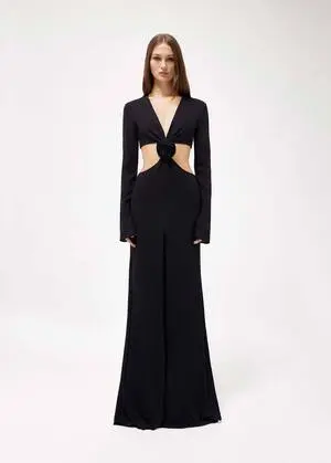 Blumarine Rose Detailed Cut-out Long Dress
