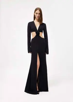 Blumarine Rose Detailed Cut-out Long Dress