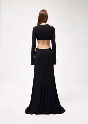 Blumarine Rose Detailed Cut-out Long Dress