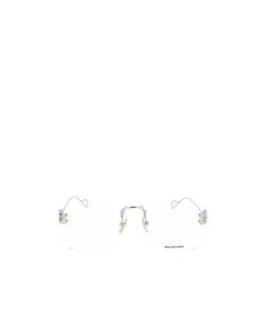Balenciaga Bb Rimless Square Frame Eyeglasses - Silver