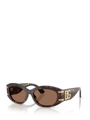 Dolce & Gabbana Oval Frame Sunglasses - Brown