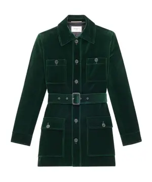 Saint Laurent Saharienne Velvet Jacket - Jade