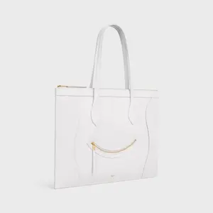 Celine Flat Luggage Bag In Glossy Calfskin - White