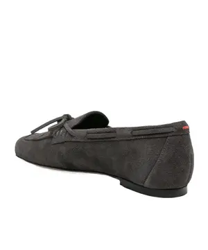 AeydĒ Suede Loafers With Bow Detailing - Charcoal