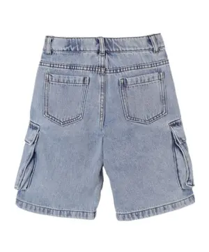 Moschino Teddy Bear Motif Cargo Shorts - Denim