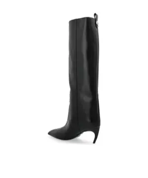 Attico The Lea Pointed Toe Stiletto Heel Boots - Black