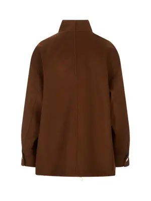 Max Mara High Neck Zipped Jacket - Chocolate