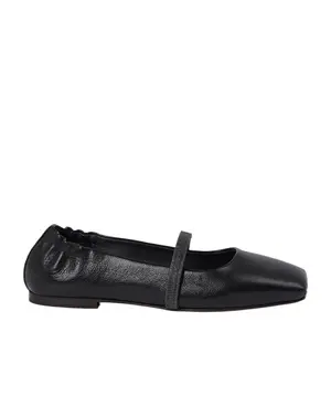 Brunello Cucinelli Square Toe Embellished Ballerina Flats