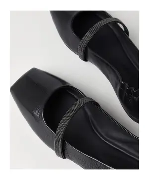 Brunello Cucinelli Square Toe Embellished Ballerina Flats