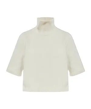 Alaïa Ribbed High Neck Cropped Jumper - White