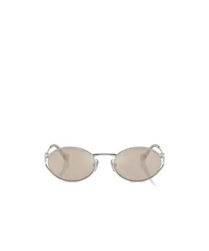 Miu Miu Oval Frame Sunglasses - Silver