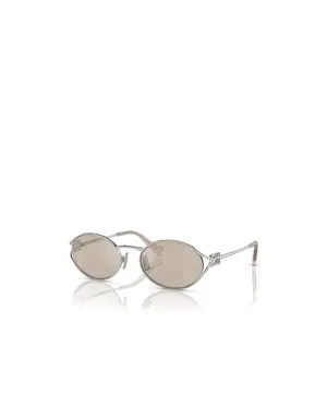 Miu Miu Oval Frame Sunglasses - Silver
