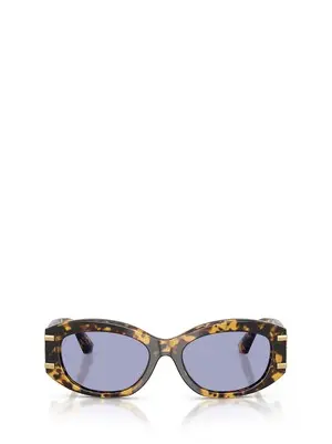 Dolce & Gabbana Oval Frame Sunglasses With Gold Tone Logo - Gray