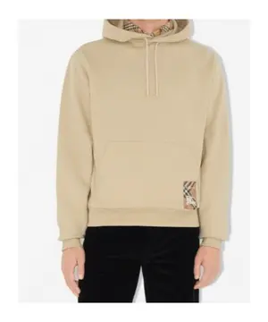 Burberry Checked Patch Drawstring Hoodie - Nutmeg