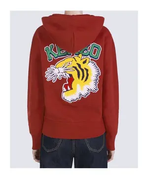 Kenzo Logo Tiger Oversized Hoodie Sweatshirt - Red