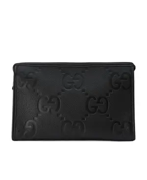 Gucci Jumbo Gg Zipped Clutch Bag - Black