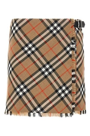Burberry Checked Pleated Mini Skirt With Tassel Hem