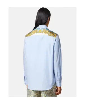 Versace Seashell Baroque Striped Buttoned Shirt