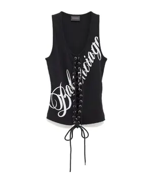 Balenciaga Balenciaga Lace-Up Tank Top Black/white