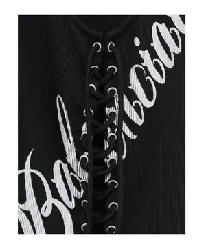 Balenciaga Lace-up Tank Top With Printed Text