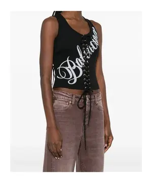 Balenciaga Lace-up Tank Top With Printed Text