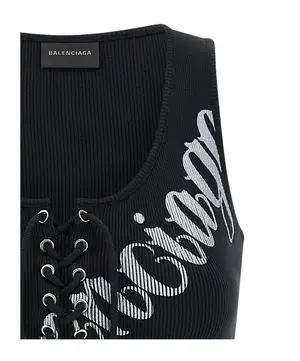 Balenciaga Lace-up Tank Top With Printed Text