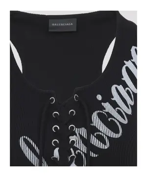 Balenciaga Lace-up Tank Top With Printed Text