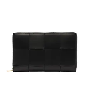 Bottega Veneta Intreccio Zip Around Wallet - Black