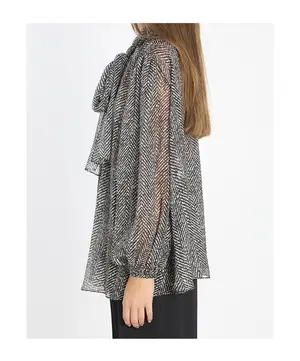 Dolce & Gabbana Chevron Print Pussy-bow Blouse