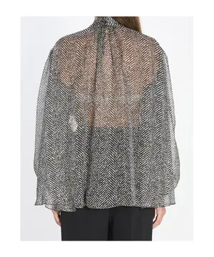 Dolce & Gabbana Chevron Print Pussy-bow Blouse