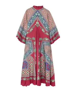 La DoubleJ Magnifico Printed Silk Maxi Dress - Red