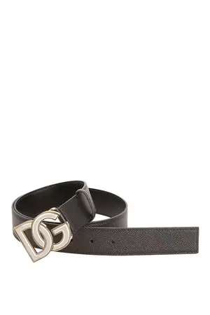 Dolce & Gabbana Dg Logo Plaque Buckle Belt - Black