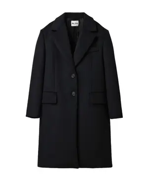 Miu Miu Single-breasted Velour Coat - Black