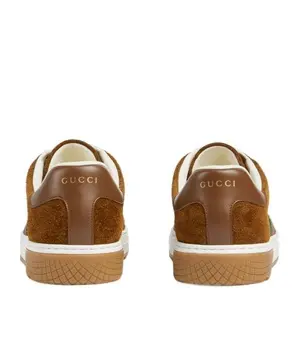 Gucci Ace Web-stripe Low-top Sneakers - Brown